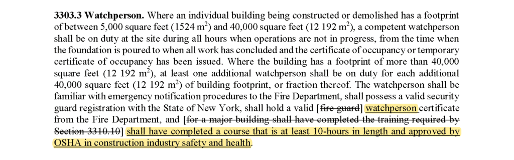 NYC 2022 Chapter 33 Code Safeguards and Maintenance of Site